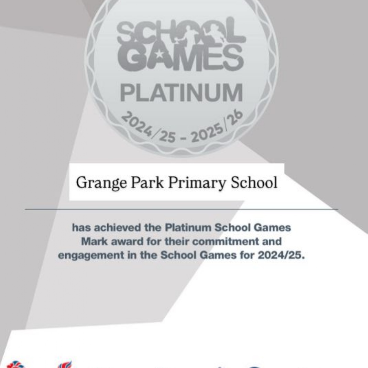 Platinum School Games Award - Grange Park Primary
